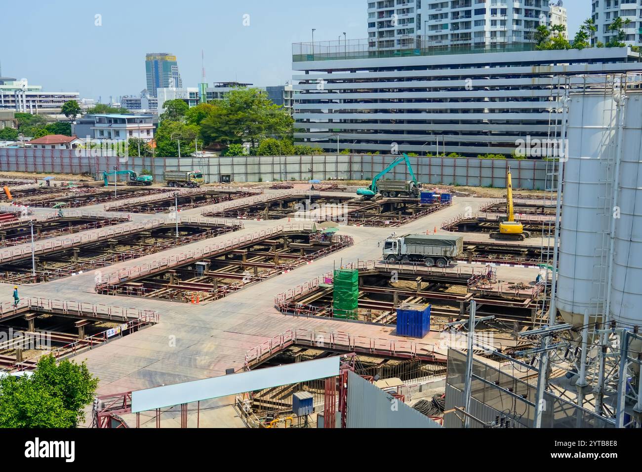 Construction first floor based cement, foundation supports future ...