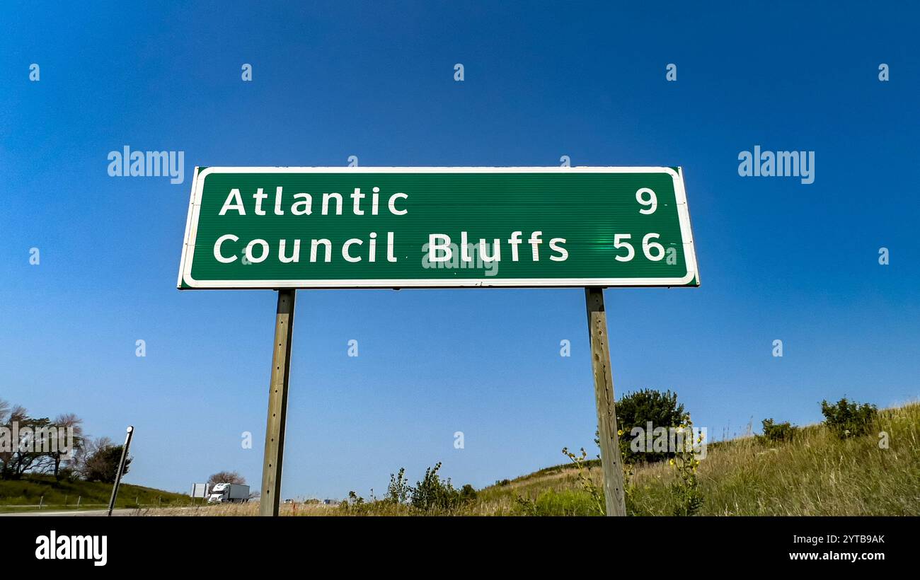 Road Sign to Council Bluffs, Nebraska Stock Photo - Alamy