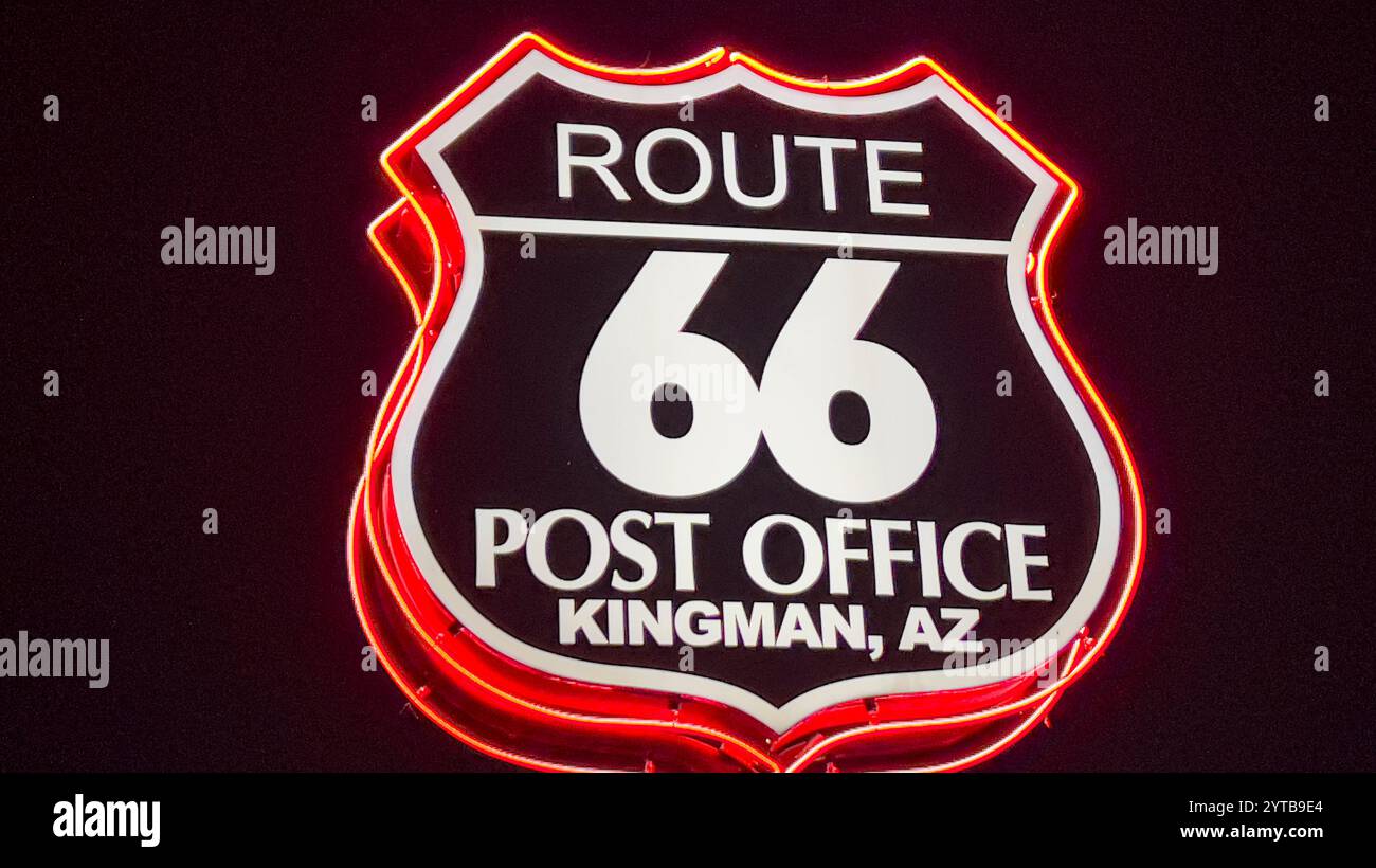 Route 66 Kingman Arizona Neon Sign Stock Photo - Alamy