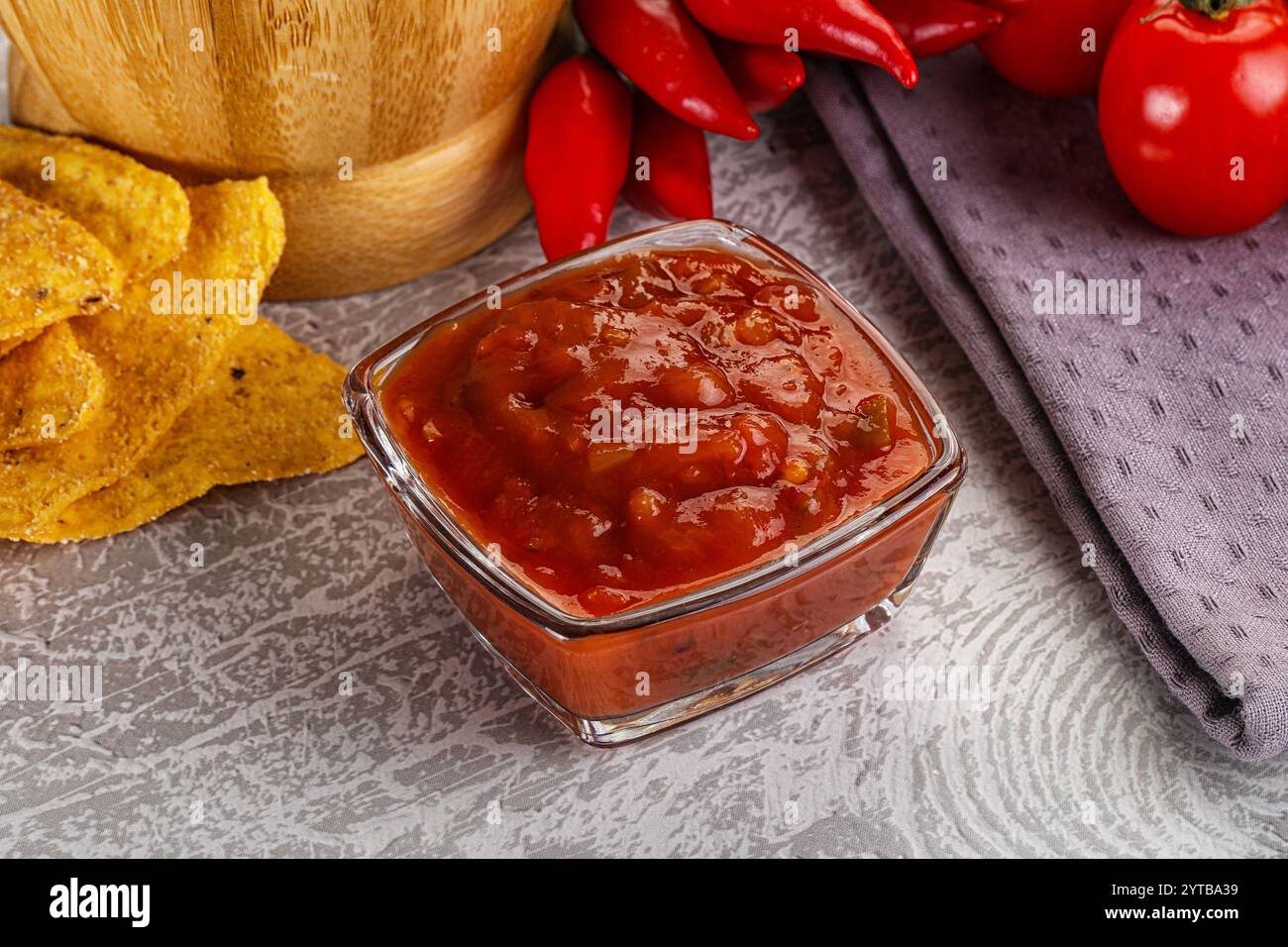 Spicy mexican sauce Salsa dip in the bowl Stock Photo - Alamy