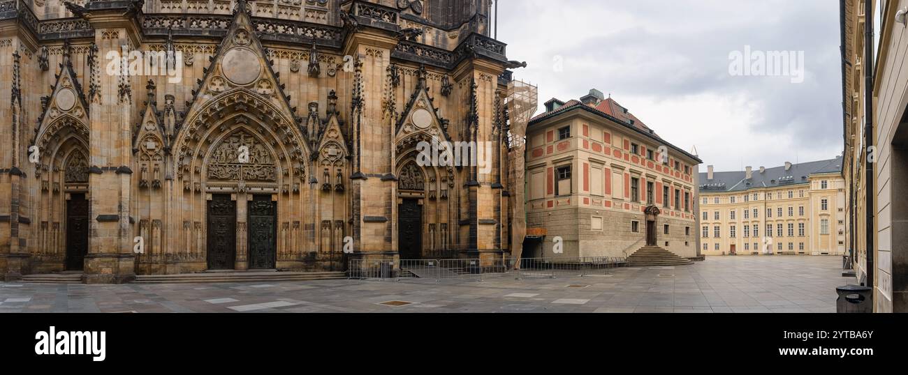 Front view of the monumental complex located on Prague Hill, with its ...