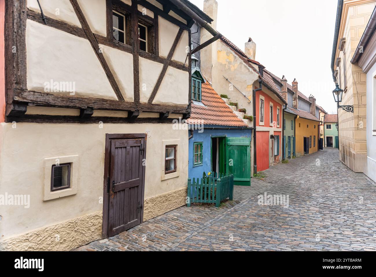 Streets of quaint old houses in the Golden Alley of Prague's Old Town ...