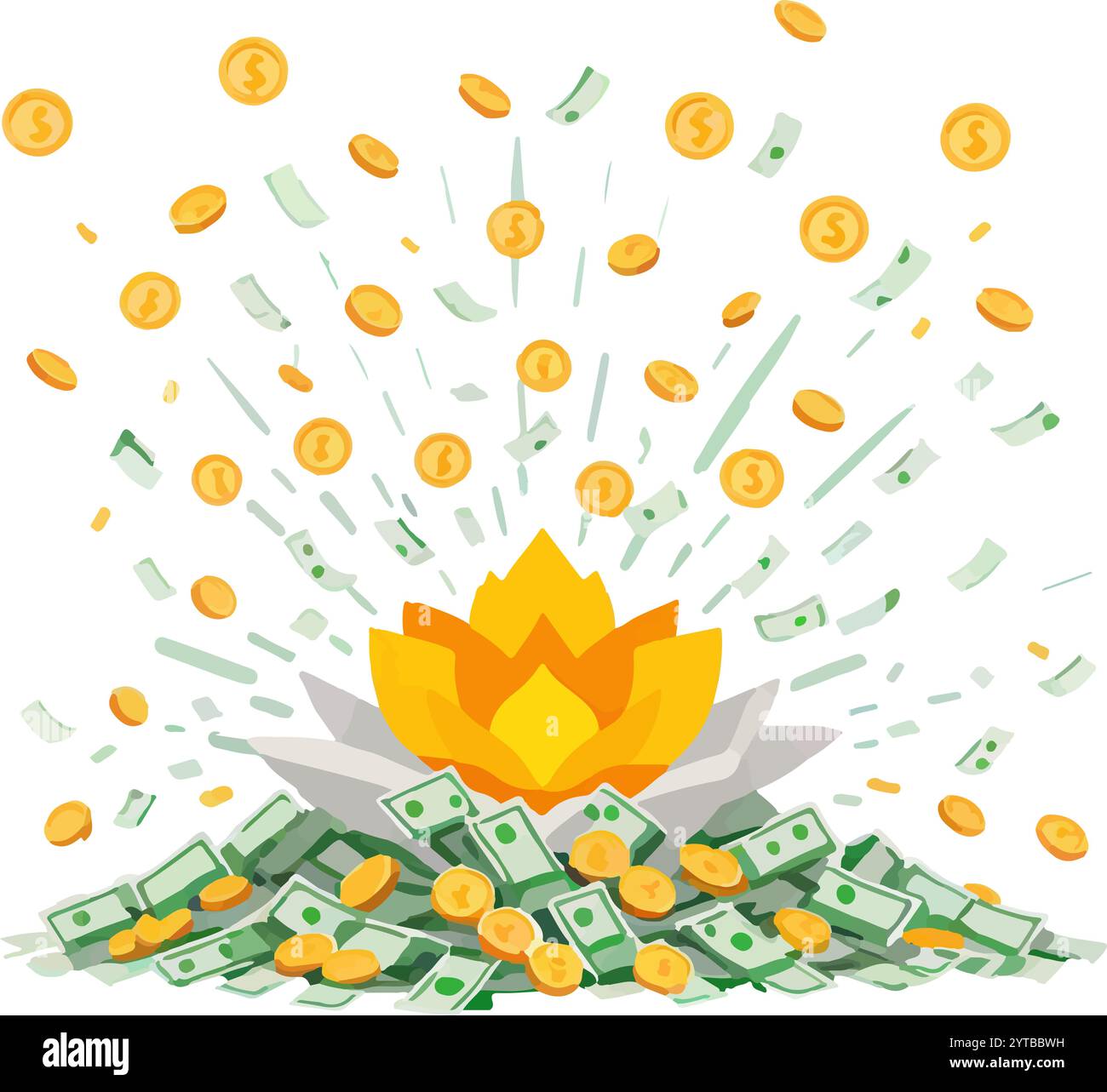 Money blast symbolizes financial success with an explosive display of ...