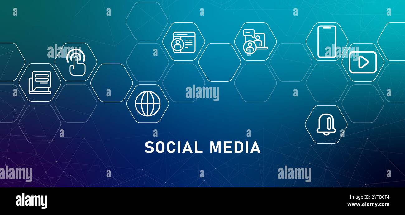 Social media gradients web header icon set outline header background ...