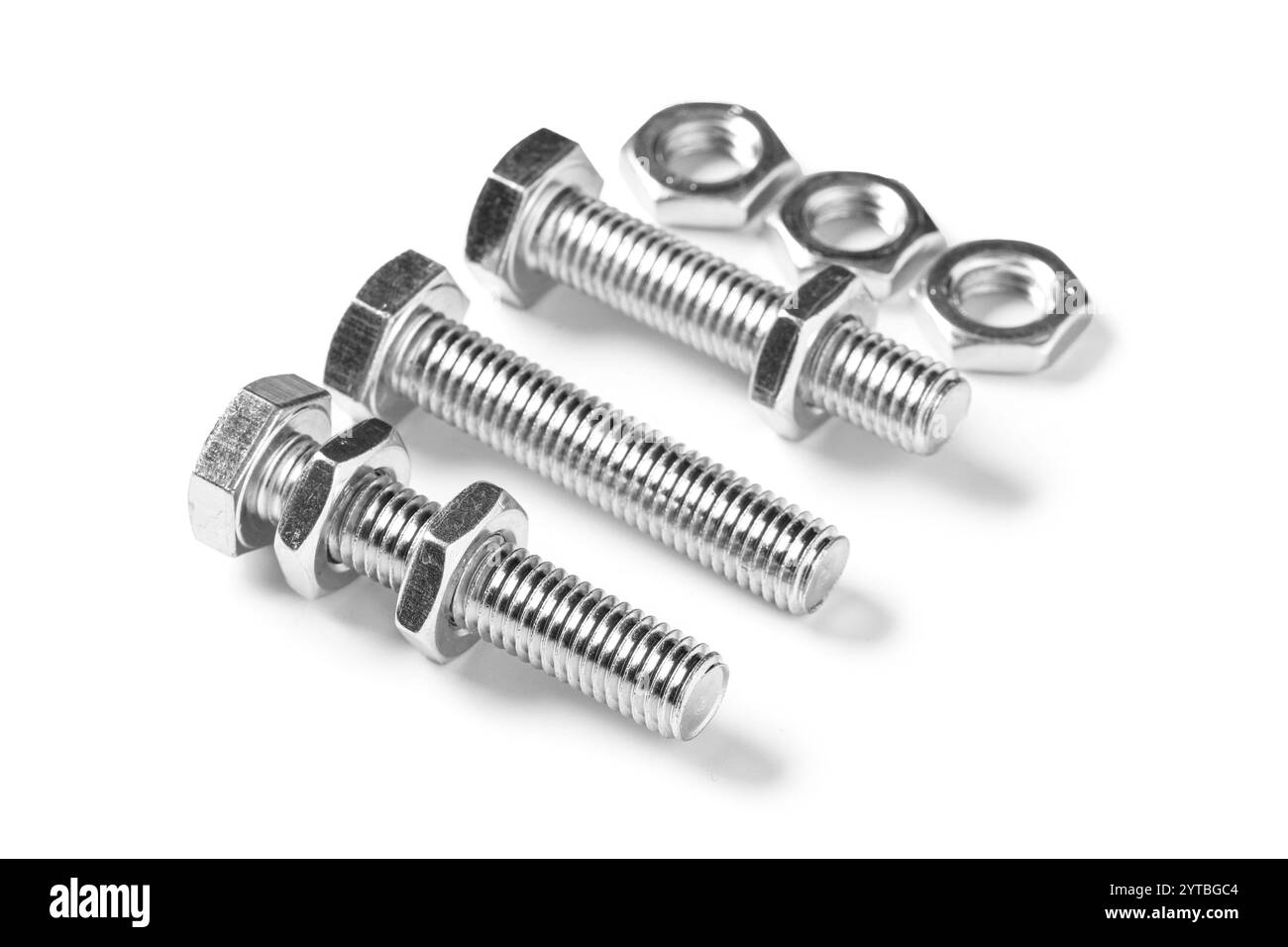 Tap bolts with chrome nuts isolated on white background Stock Photo - Alamy