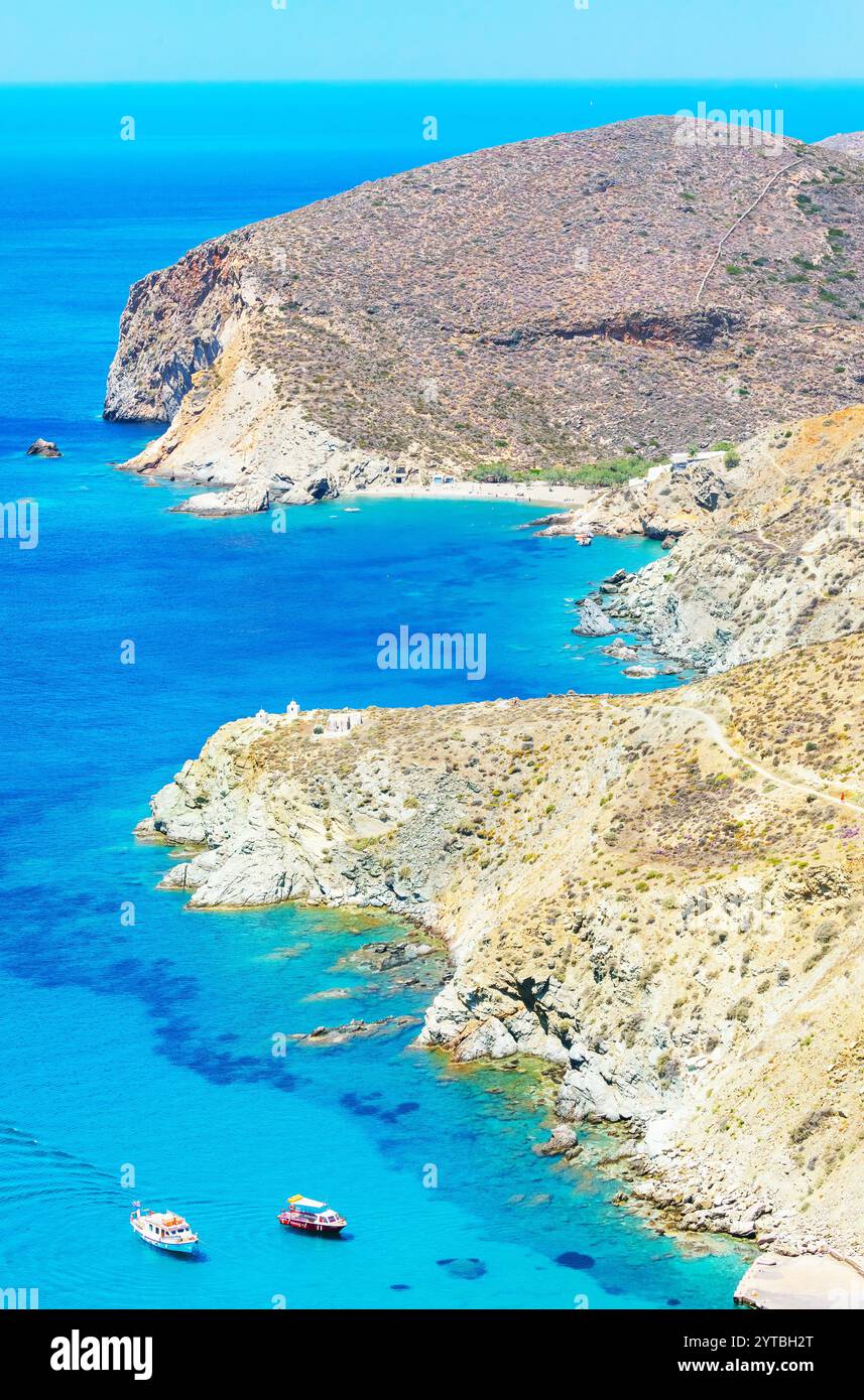 Agali bay, top view, Agali, Folegandros Island, Cyclades Islands ...