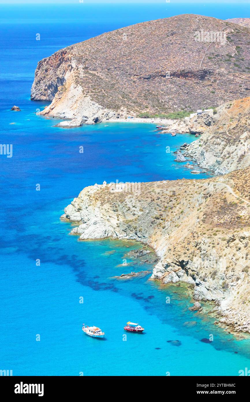 Agali bay, top view, Agali, Folegandros Island, Cyclades Islands ...