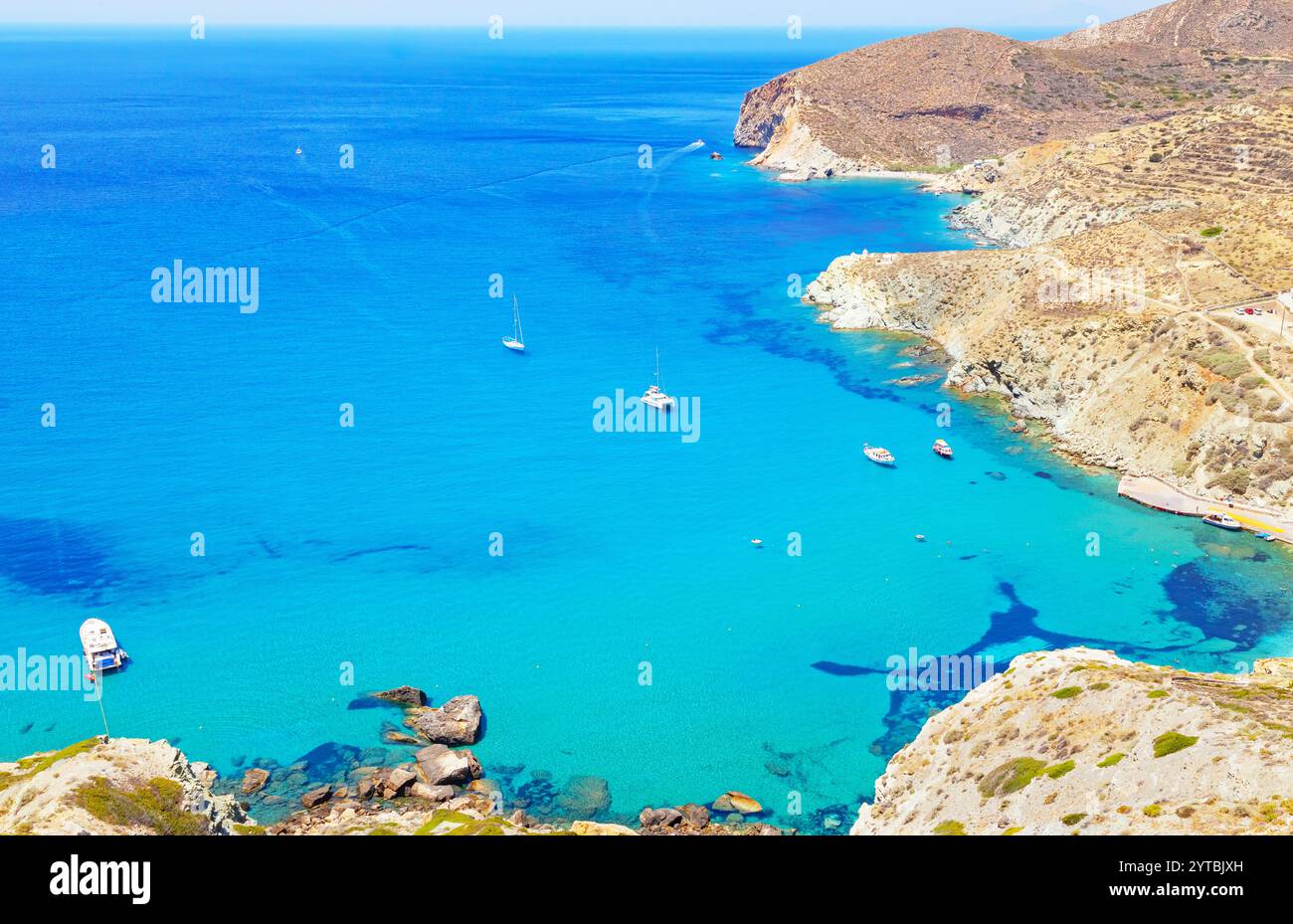 Agali bay, top view, Agali, Folegandros Island, Cyclades Islands ...