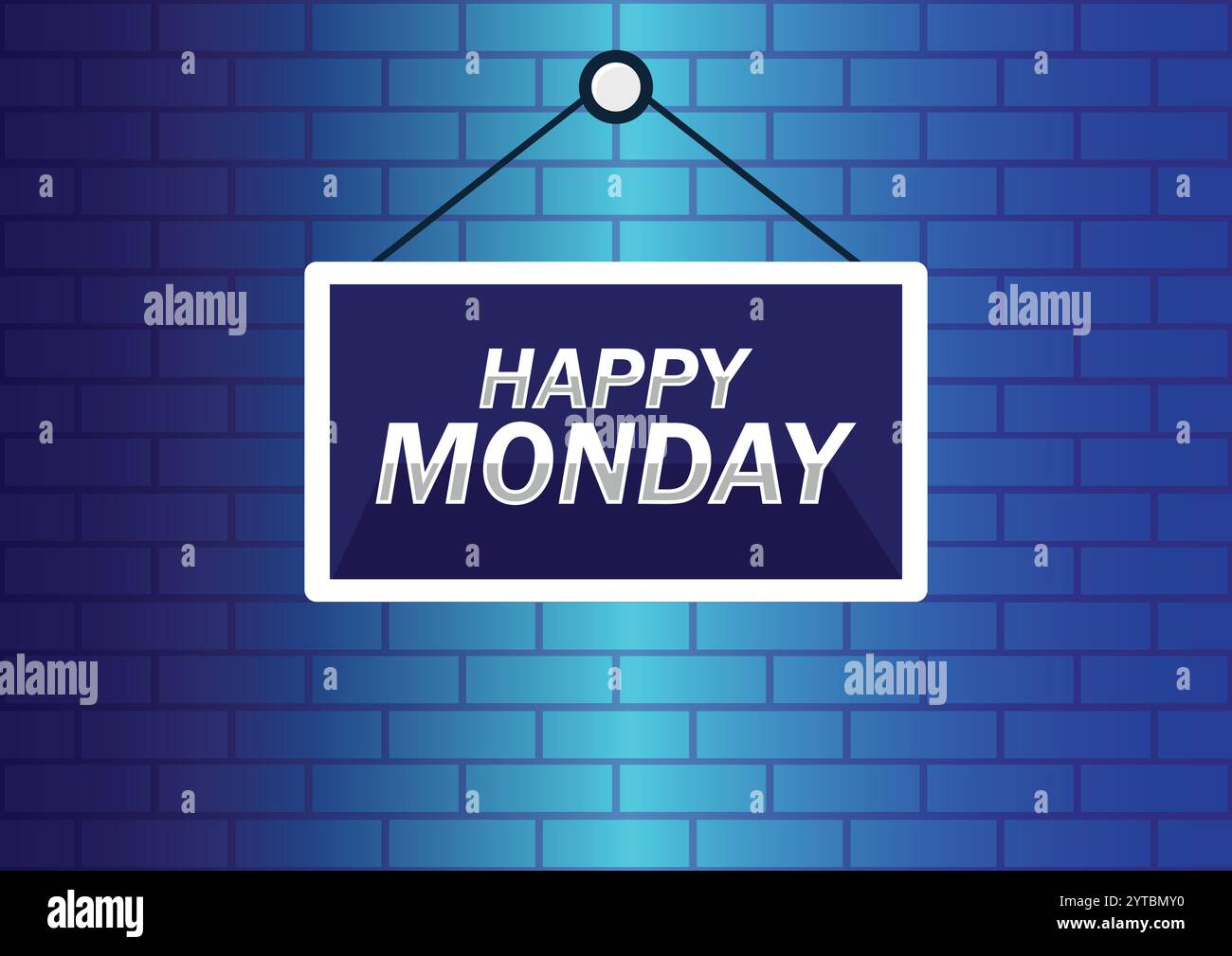Happy Monday hanging sign banner on brick wall background. Greeting ...