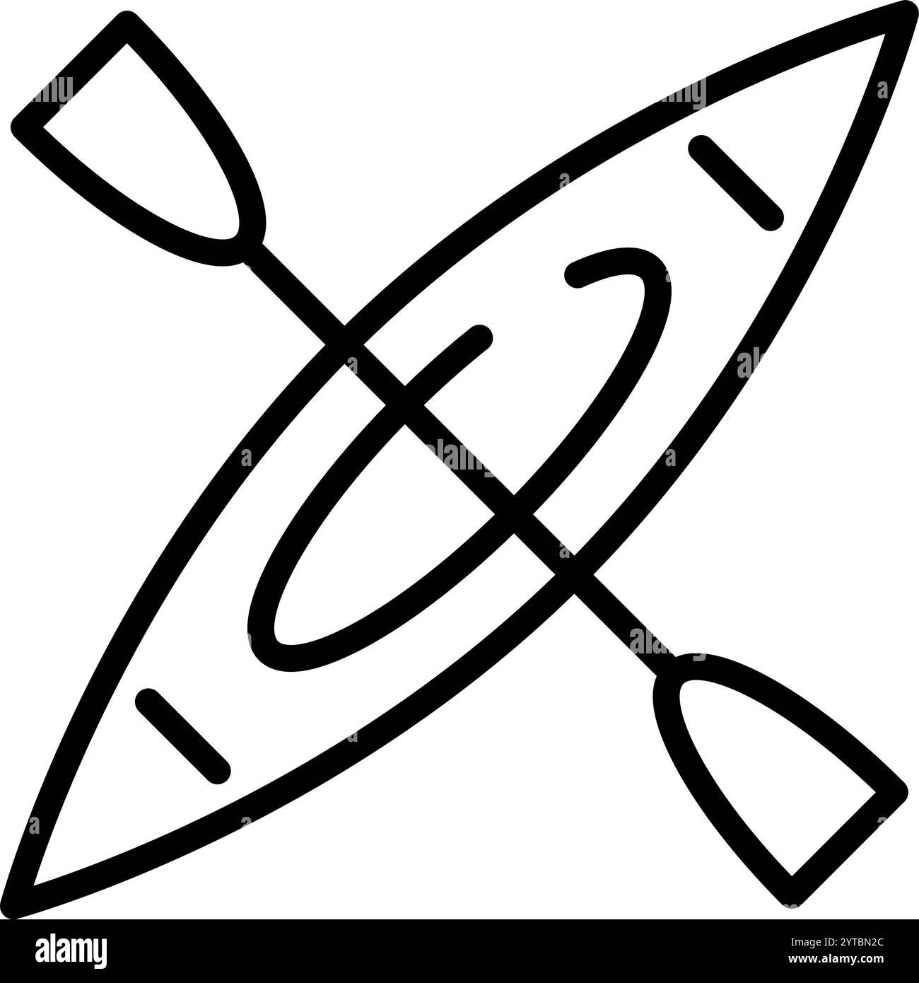 Kayak with paddle line icon. Rowing outline vector sign. Canoe linear ...