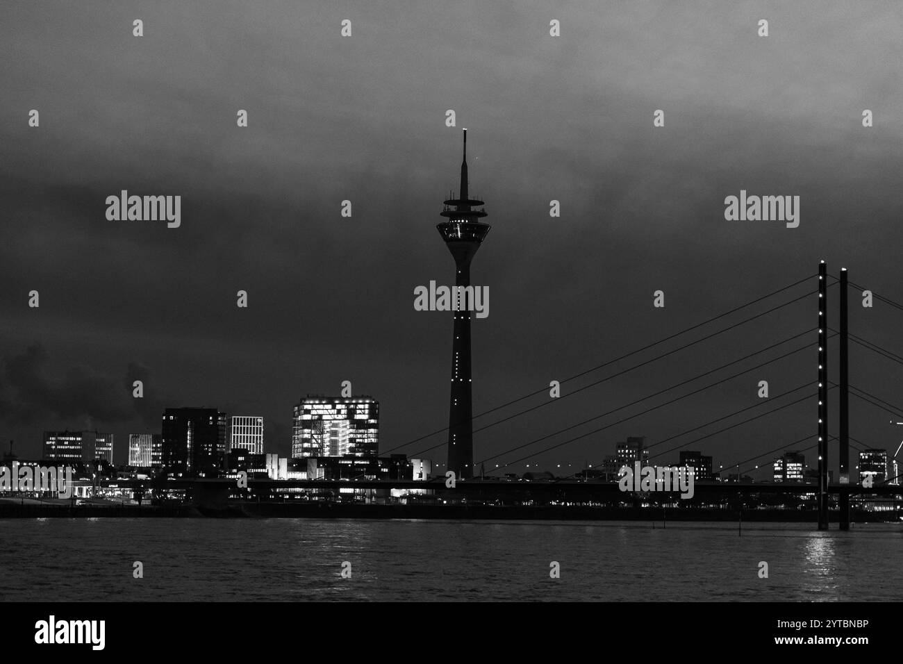 The rhine river at night Black and White Stock Photos & Images - Alamy