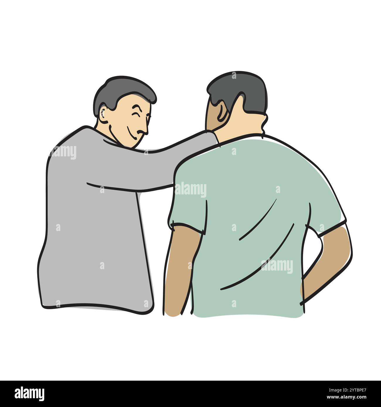 man supporting his friend illustration vector hand drawn isolated on ...