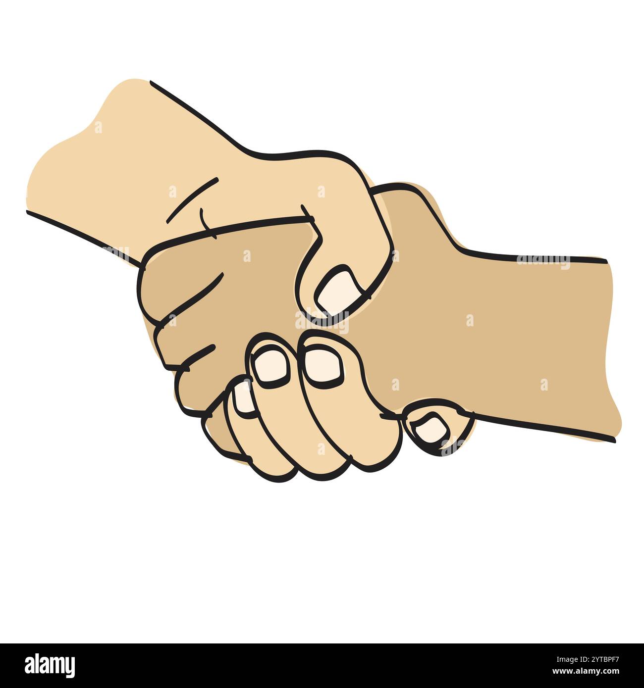 closeup shaking hands illustration vector hand drawn isolated on white ...