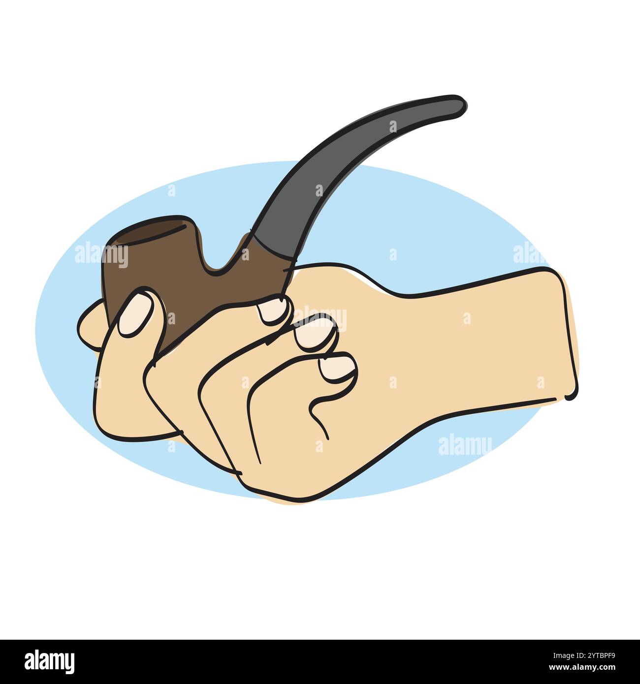 hand holding smoking tobacco pipe illustration vector hand drawn ...