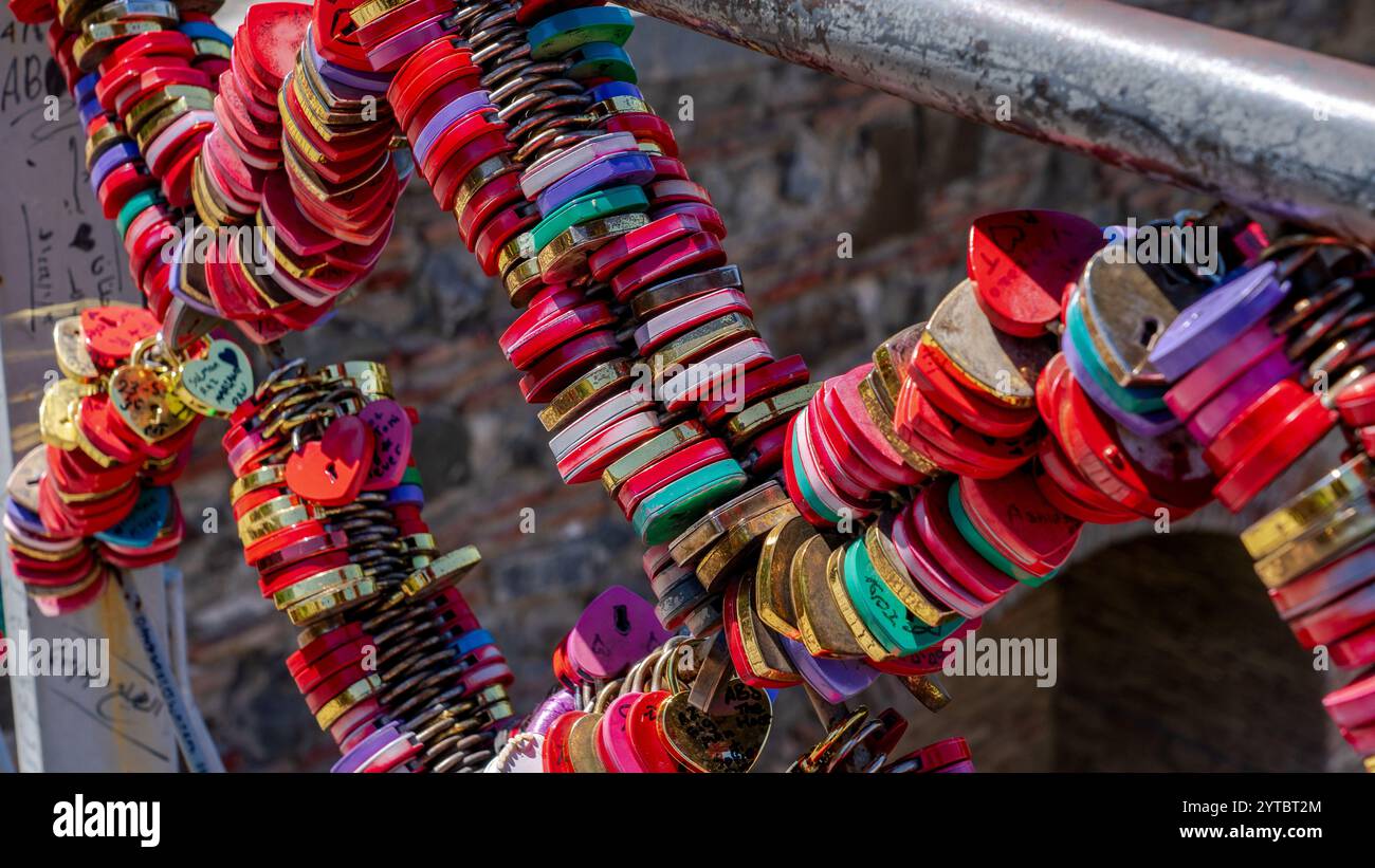 Tblisi,Georgia-June 06.2024 : many locks at with couples name at Love ...
