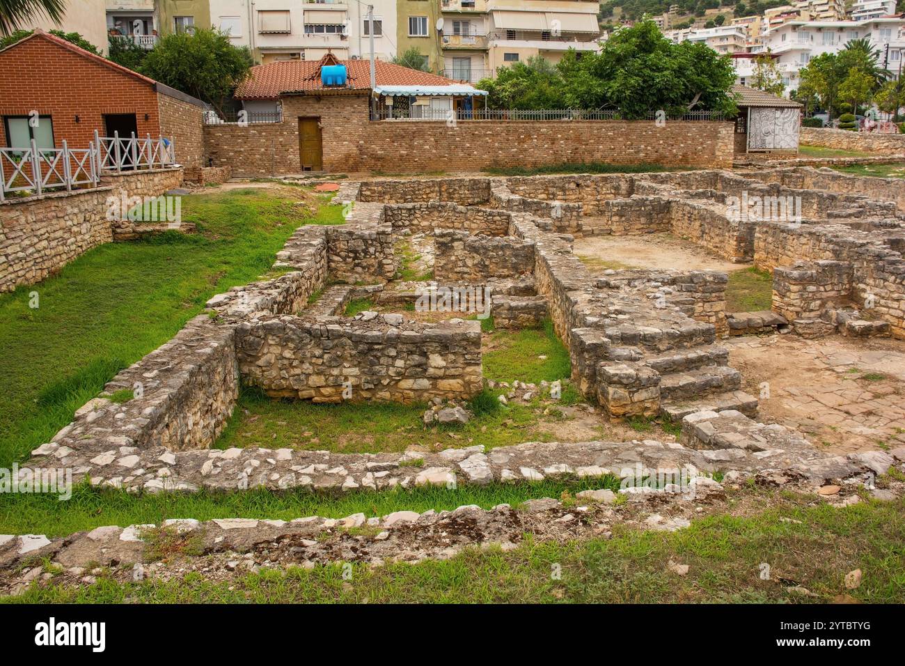 The Synagogue-Basilica Complex in the centre of Sarande, southern Albania. Dating back to 4th ...