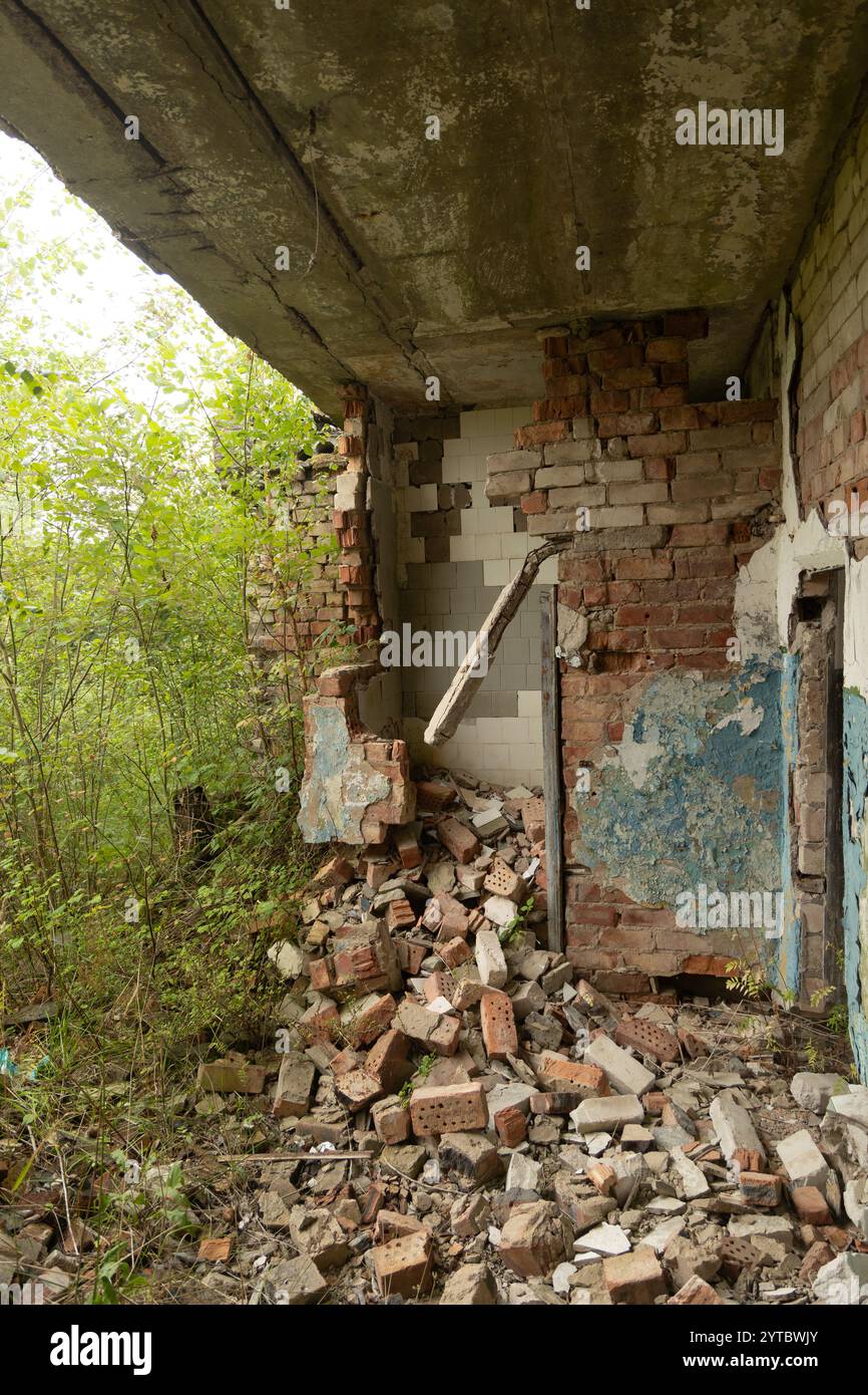 The ruins of building in old soviet army base in Latvia, Europe ...