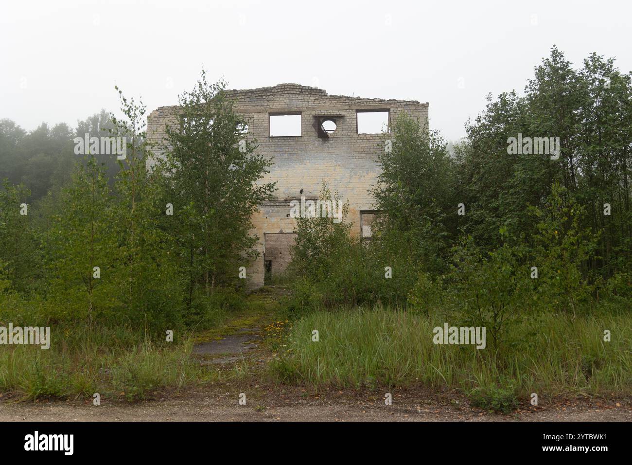 The ruins of building in old soviet army base in Latvia, Europe ...