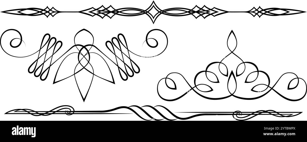 Calligraphic Line Calligraphy Patterns Motifs Stock Vector Image & Art ...