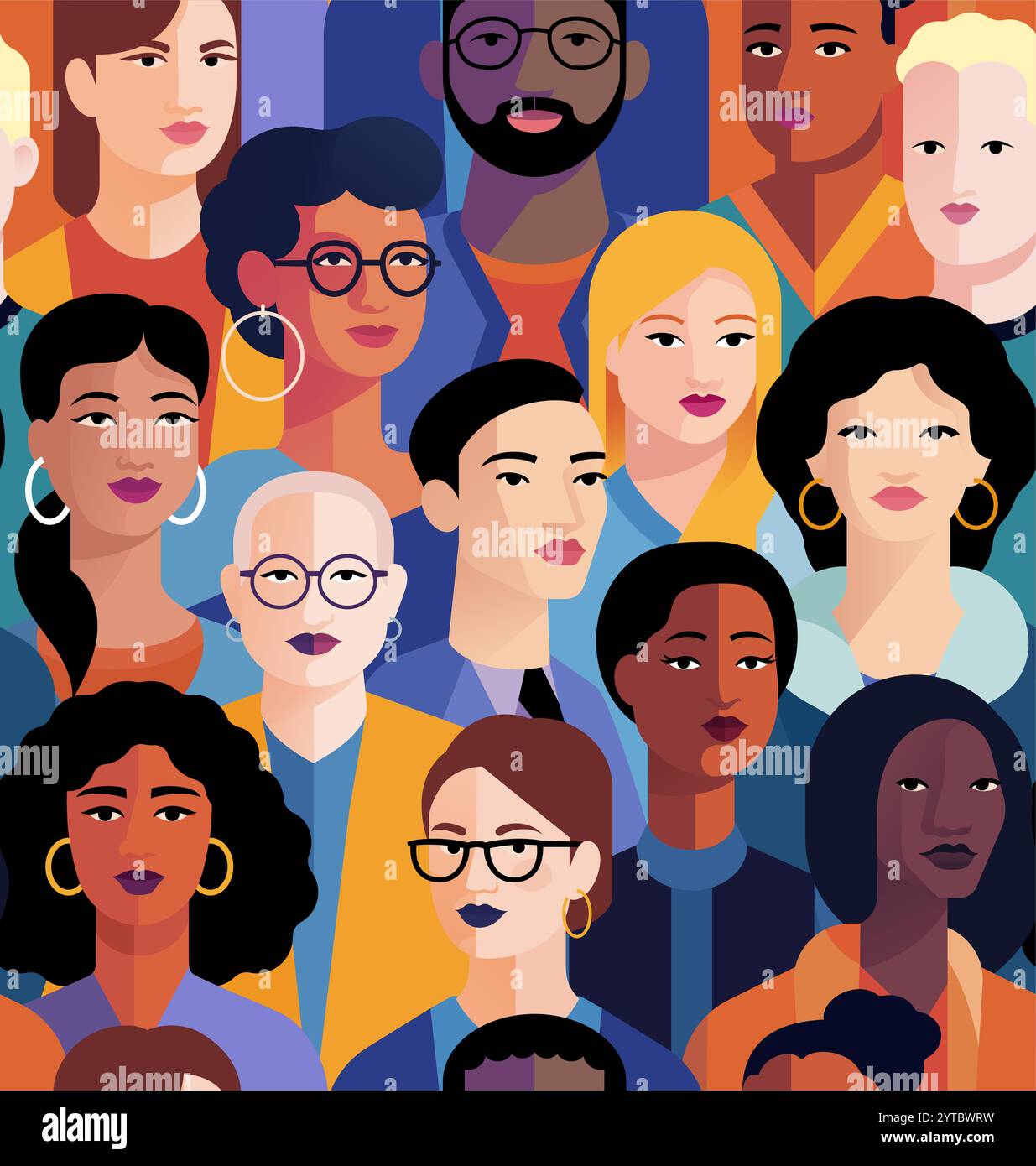 People Group Crowd Diversity Seamless Illustration Stock Vector Image ...