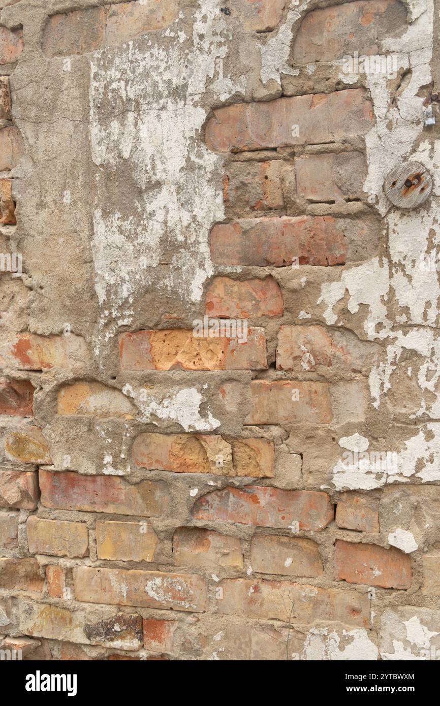 Old, broken brick wall texture. Abandoned, ruined building in Latvia ...