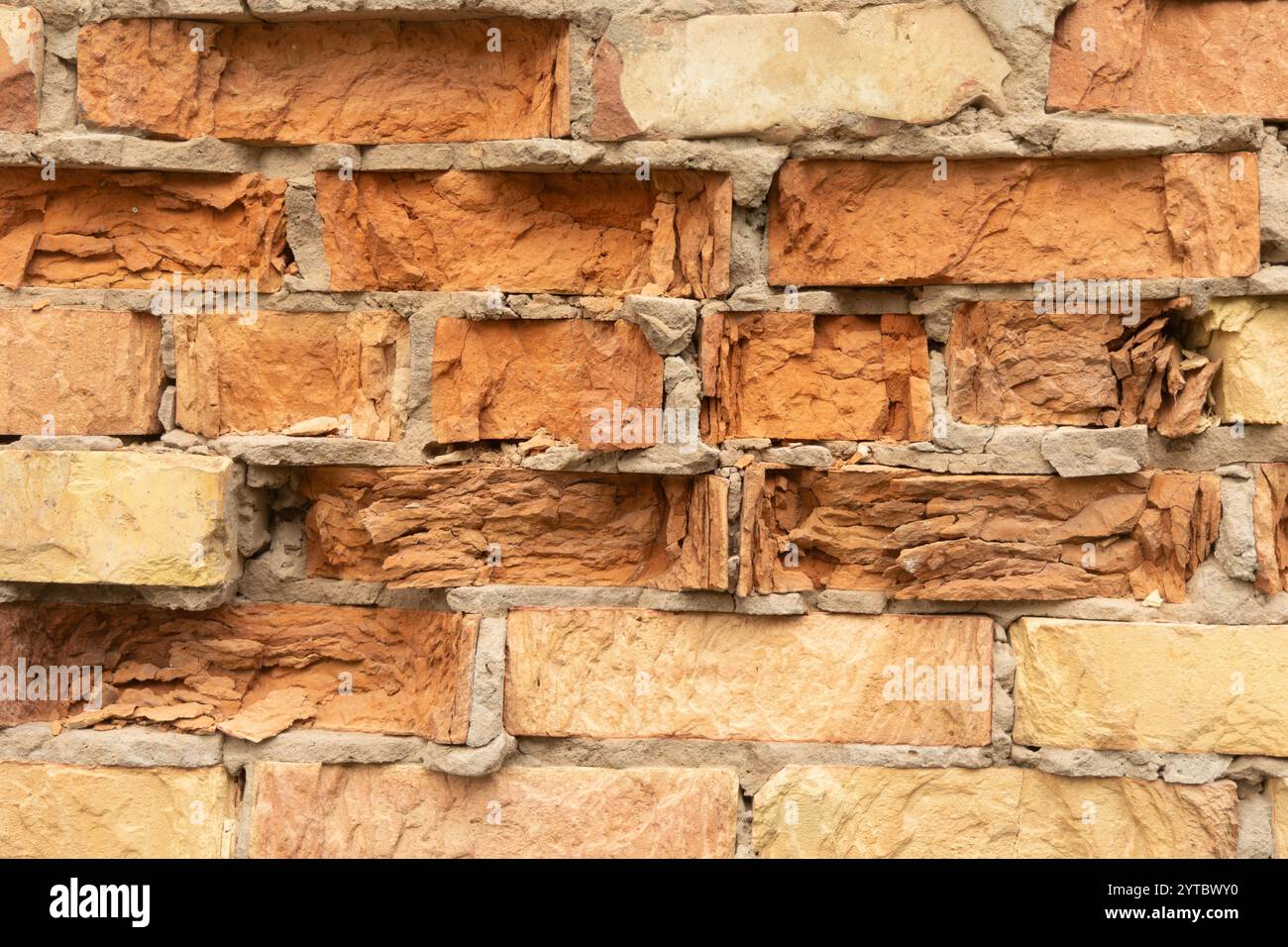 Old, broken brick wall texture. Abandoned, ruined building in Latvia ...