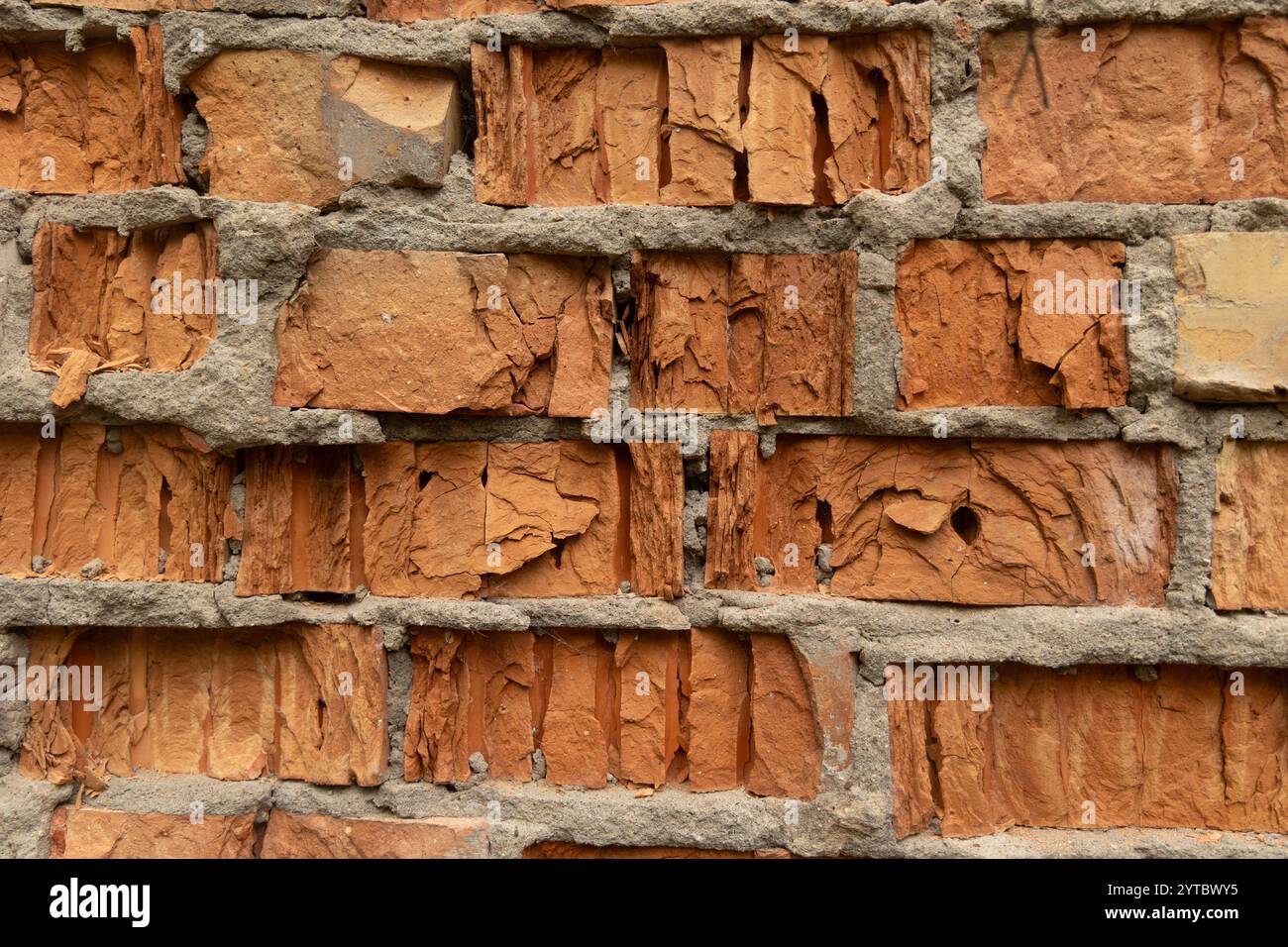 Old, broken brick wall texture. Abandoned, ruined building in Latvia ...