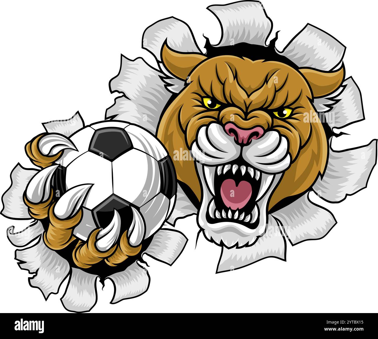 Cougar Panther Mountain Lion Puma Soccer Mascot Stock Vector Image ...