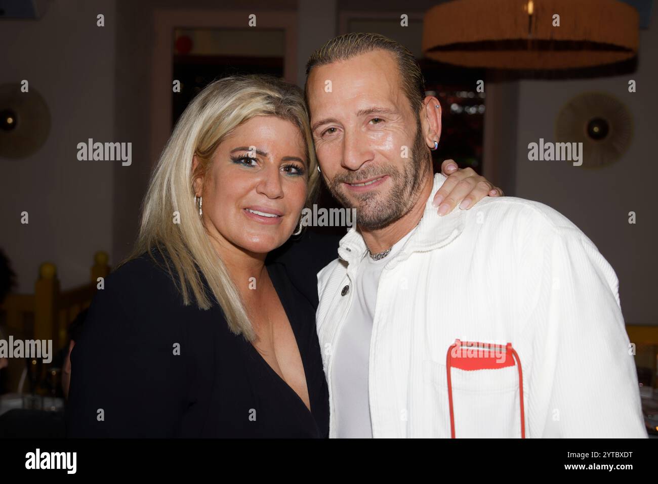 Paris, France. 7th Dec, 2024. Samia Kazitani and visual artist David Marin attend the Lebanese ...