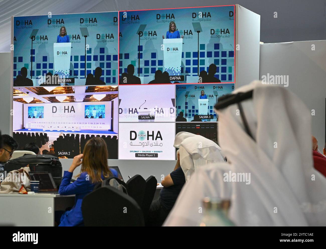 DOHA FORUM 2024 US First Lady Jill Biden speaks at the Opening session of Doha Forum 2024 at ...