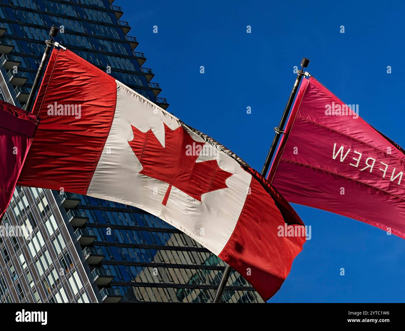 Toronto Canada / Canadian National Flag and Holt Renfrew Store Flags in ...