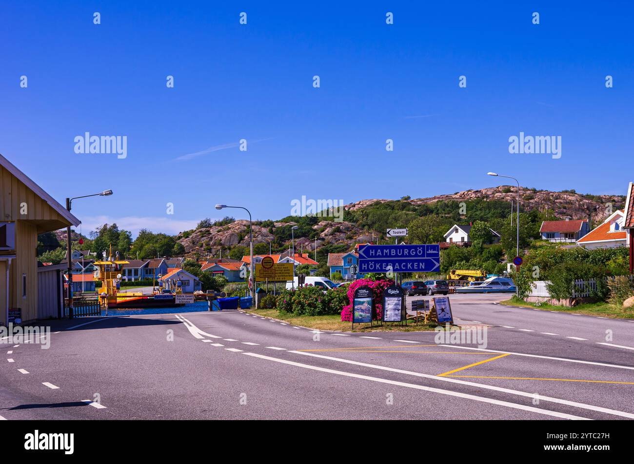 Car ferry connecting the islands in the Bohuslän archipelago as a ...