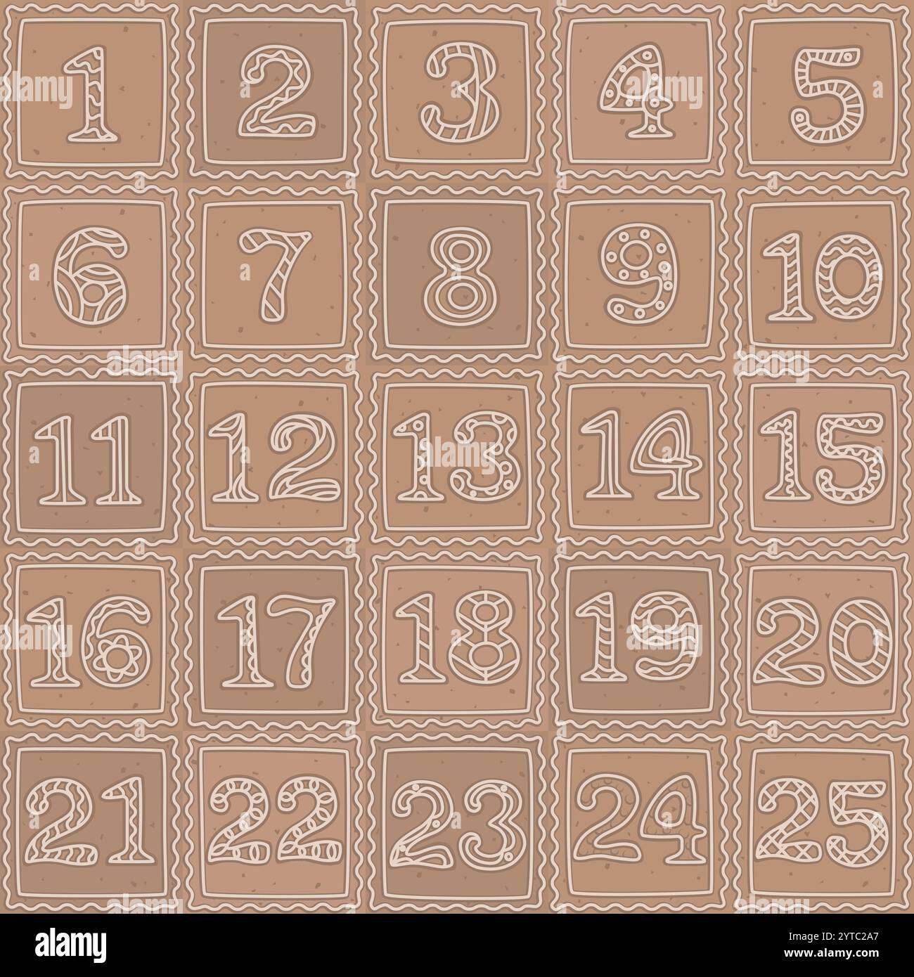 Christmas gingerbread cookie advent calendar shapes. Winter homemade ...