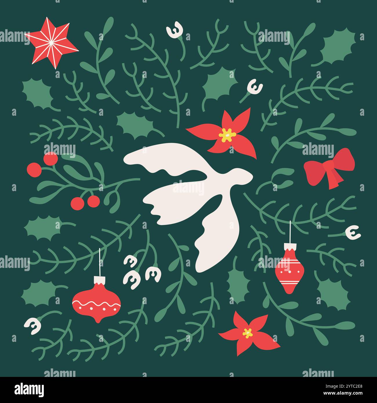 Dove on spruce tree Stock Vector Images - Alamy