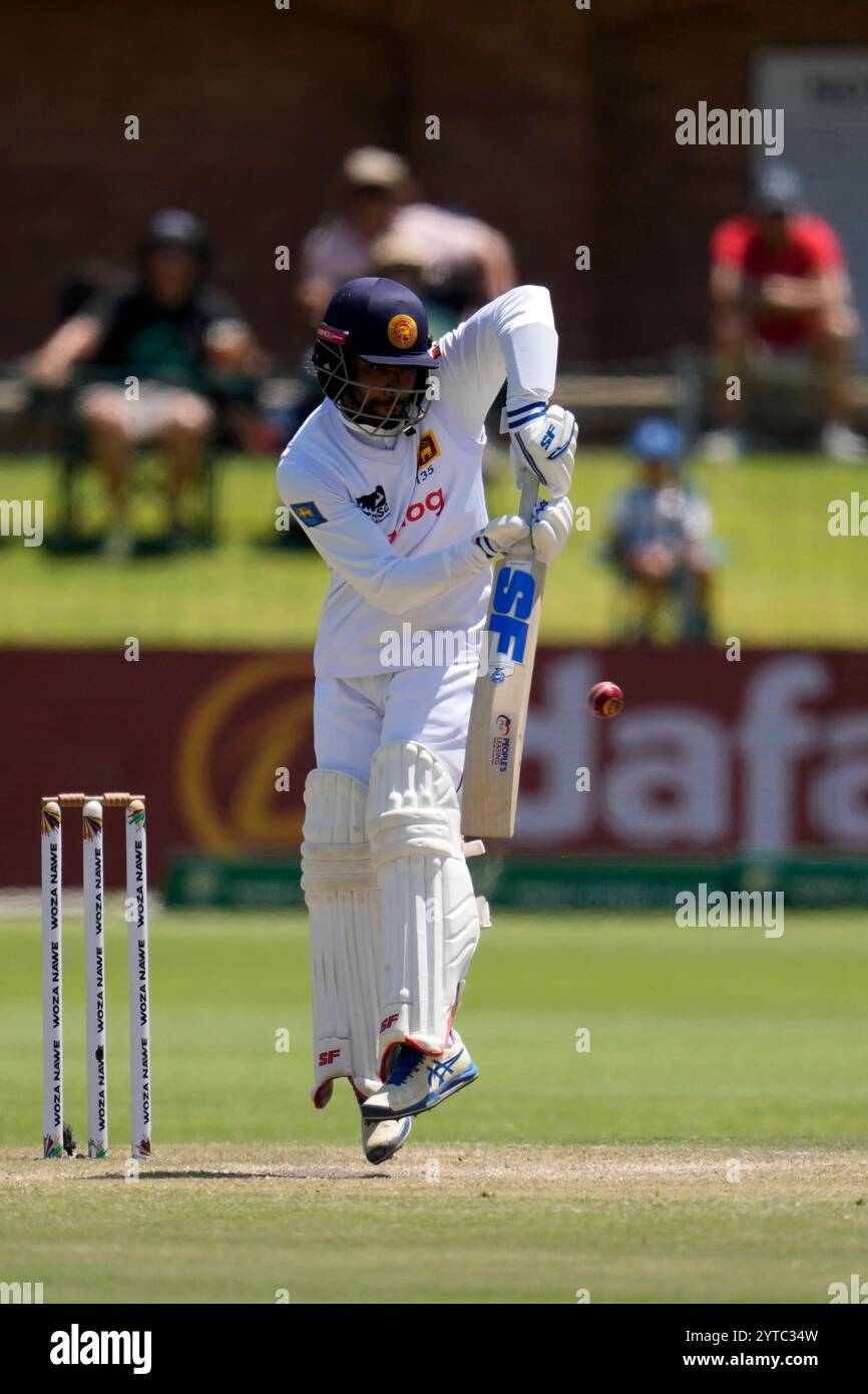 Sri Lanka's captain Dhananjaya de Silva plays a side shot during the ...
