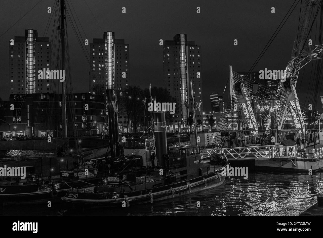 Rotterdam city at night Stock Photo - Alamy