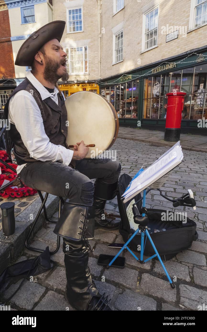 England, Kent, Canterbury, Busker Ben Kelly Singing Sea Shanty Songs ...