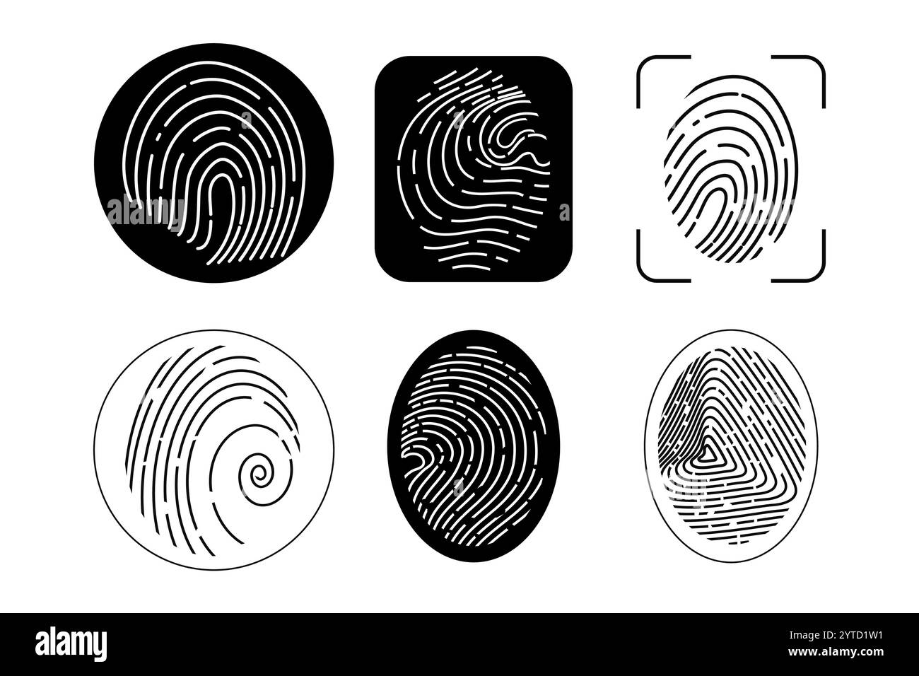 Finger print icon biometric id, unique scan, line signature on white background. Touch id ...