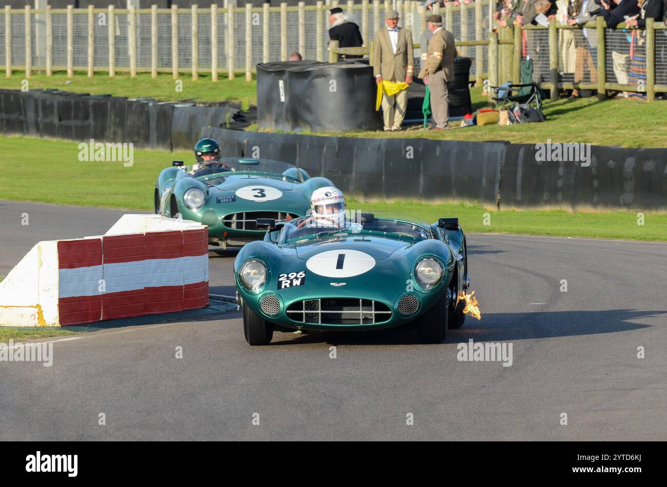 Aston Martin DBR1/1 classic sports car, vintage racing car competing in the Sussex Trophy at the ...