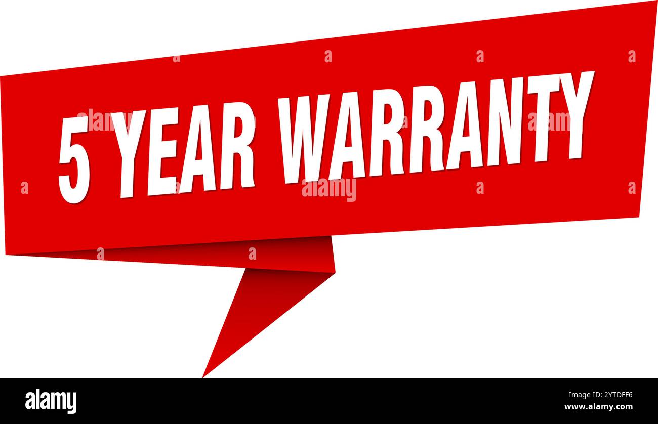 5 year warranty banner. 5 year warranty speech bubble, label, sticker ...
