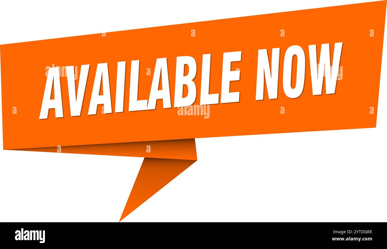 available now banner. available now speech bubble, label, sticker ...