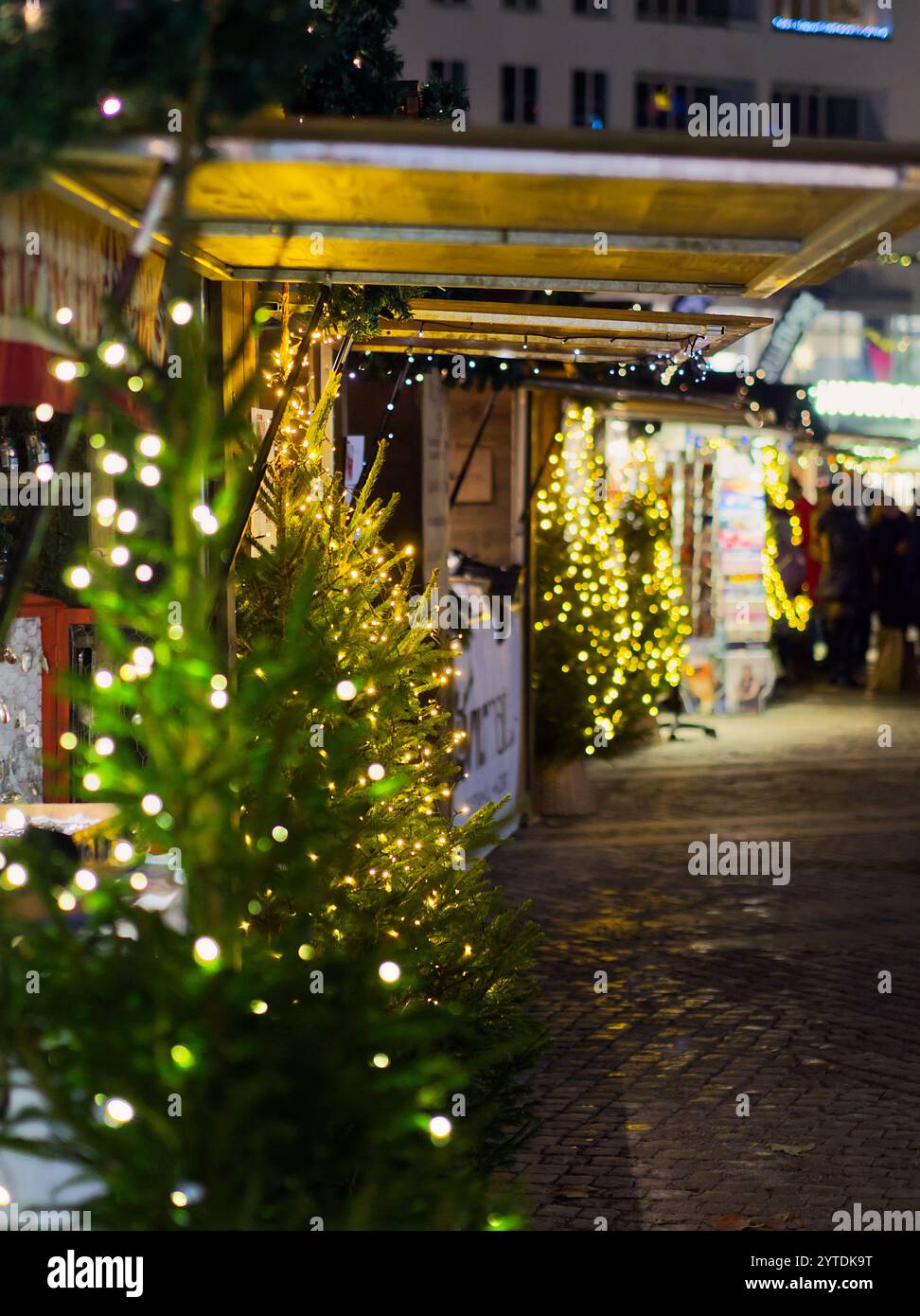 Malmo, Sweden - December 8, 2023: Christmas market stall at night. High ...