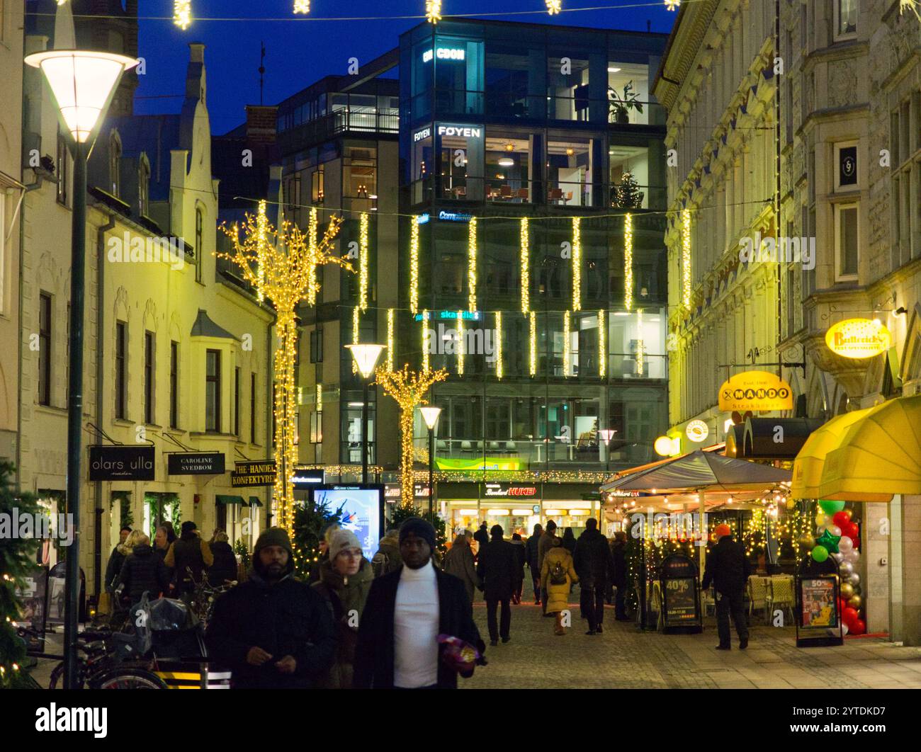 Malmo, Sweden - December 8, 2023: Crowded downtown street in Malmo ...