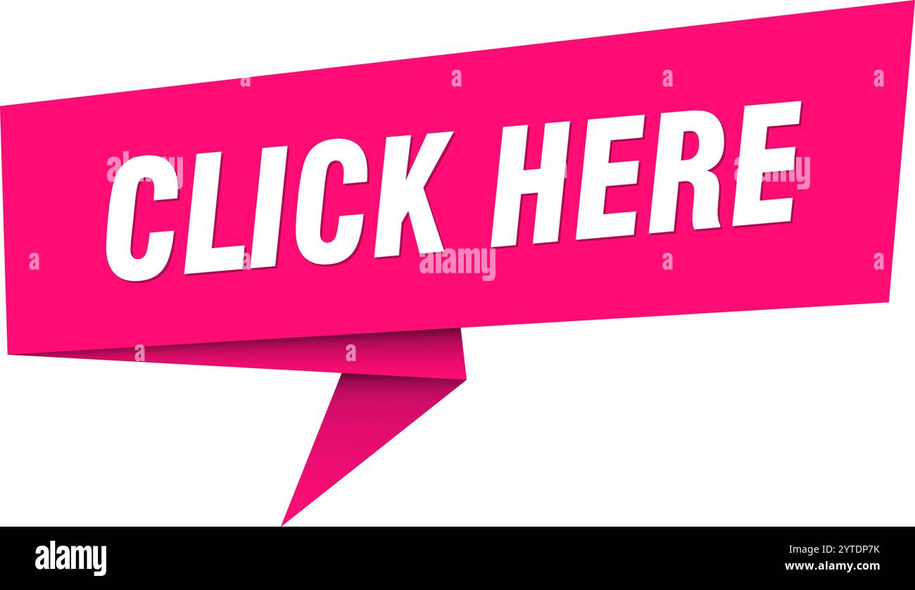 click here banner. click here speech bubble, label, sticker, ribbon, sign template Stock Vector ...
