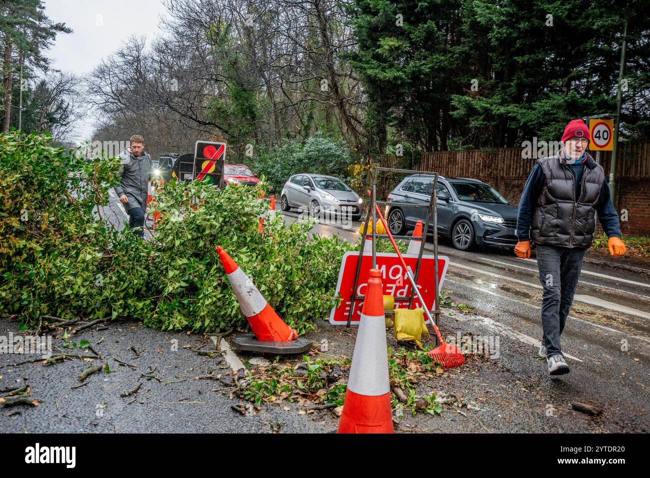Surrey, England. 07/12/24. Storm Darragh wreaks havoc across England ...