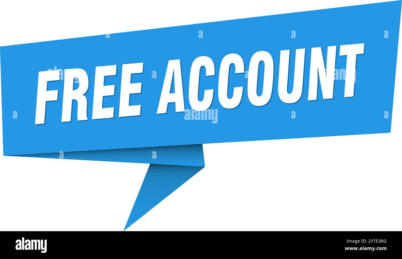 free account banner. free account speech bubble, label, sticker, ribbon ...