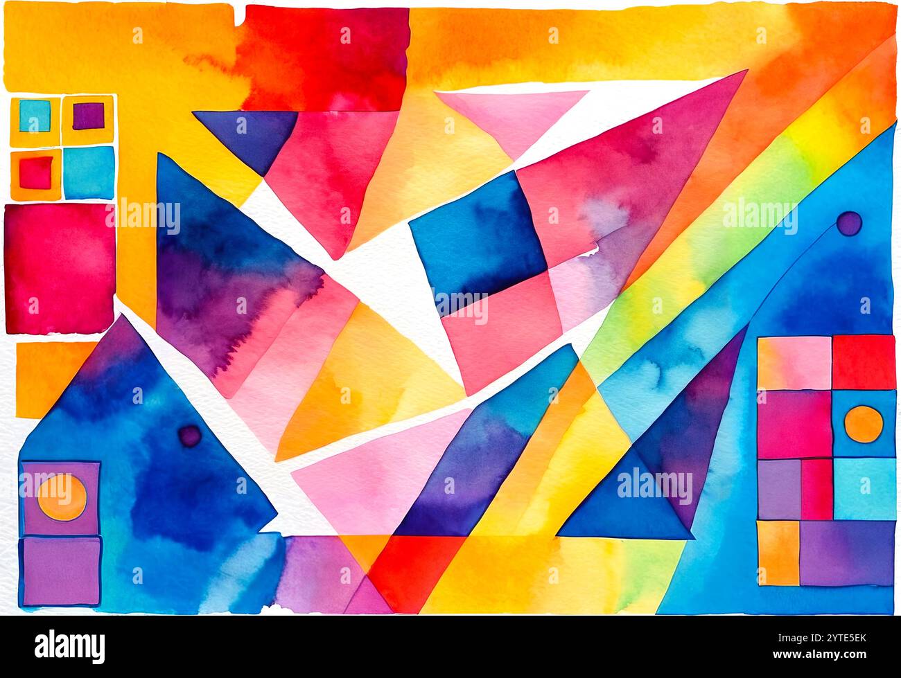 Background with bright colorful watercolor shapes, abstract pattern for ...