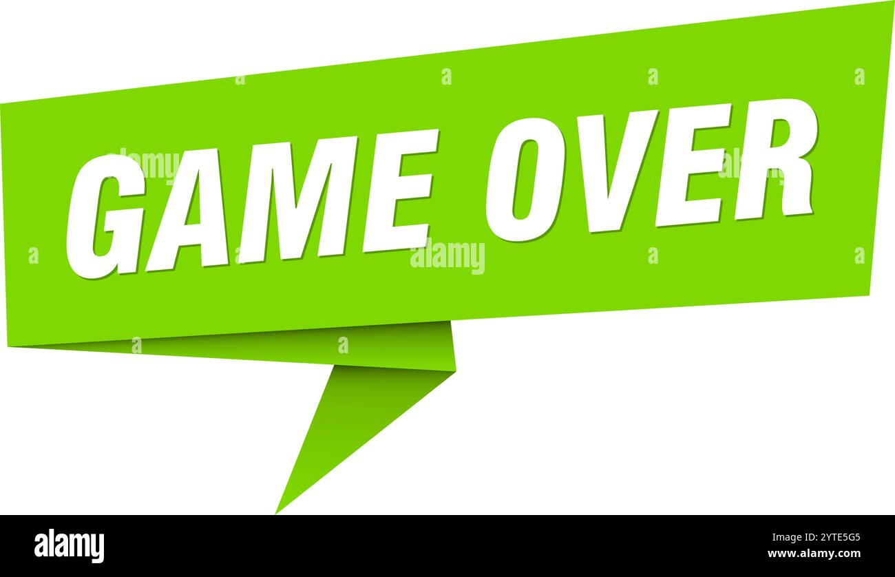 game over banner. game over speech bubble, label, sticker, ribbon, sign ...