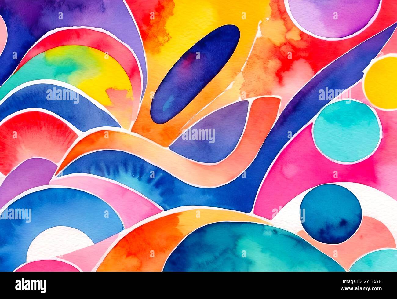 Background with bright colorful watercolor shapes, abstract pattern for ...