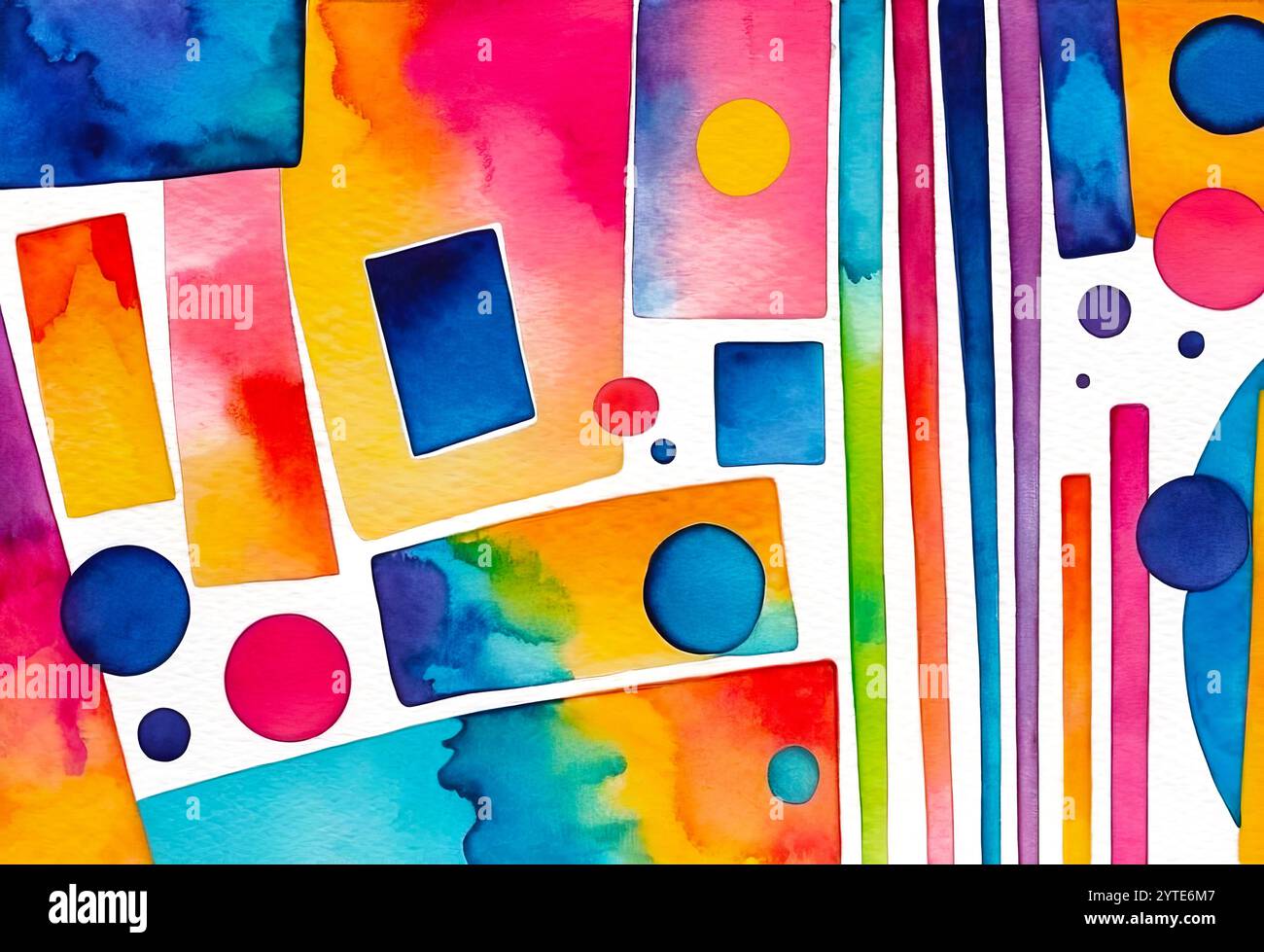 Bright colorful watercolor shapes on white background, abstract pattern ...